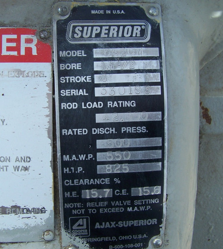 SUPERIOR, COMPRESSOR CYLINDER 14.5" model 642CM — Collicutt Equipment