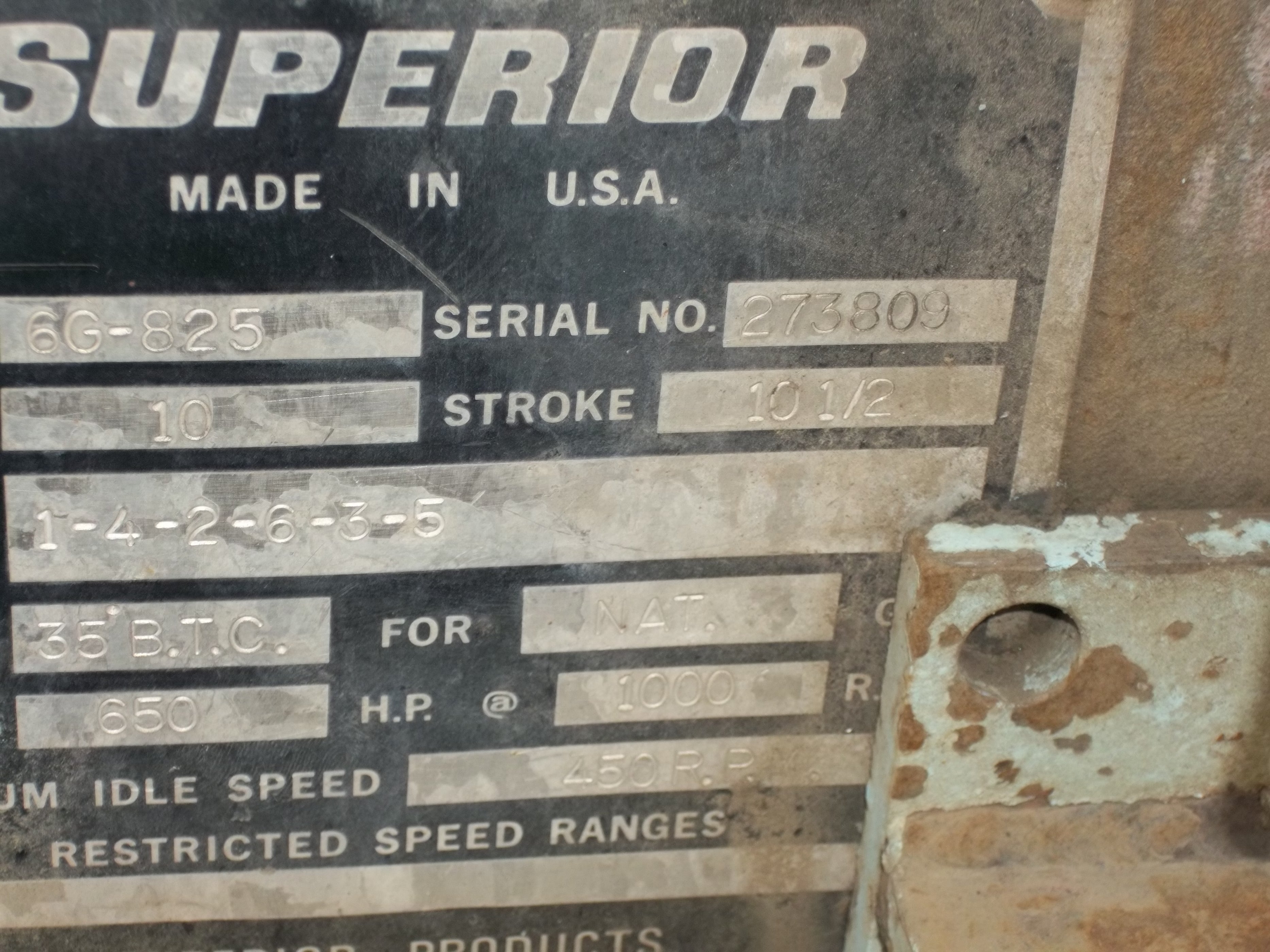 WHITE SUPERIOR 6G825 / W64 , PACKAGE compressor frame — Collicutt Equipment