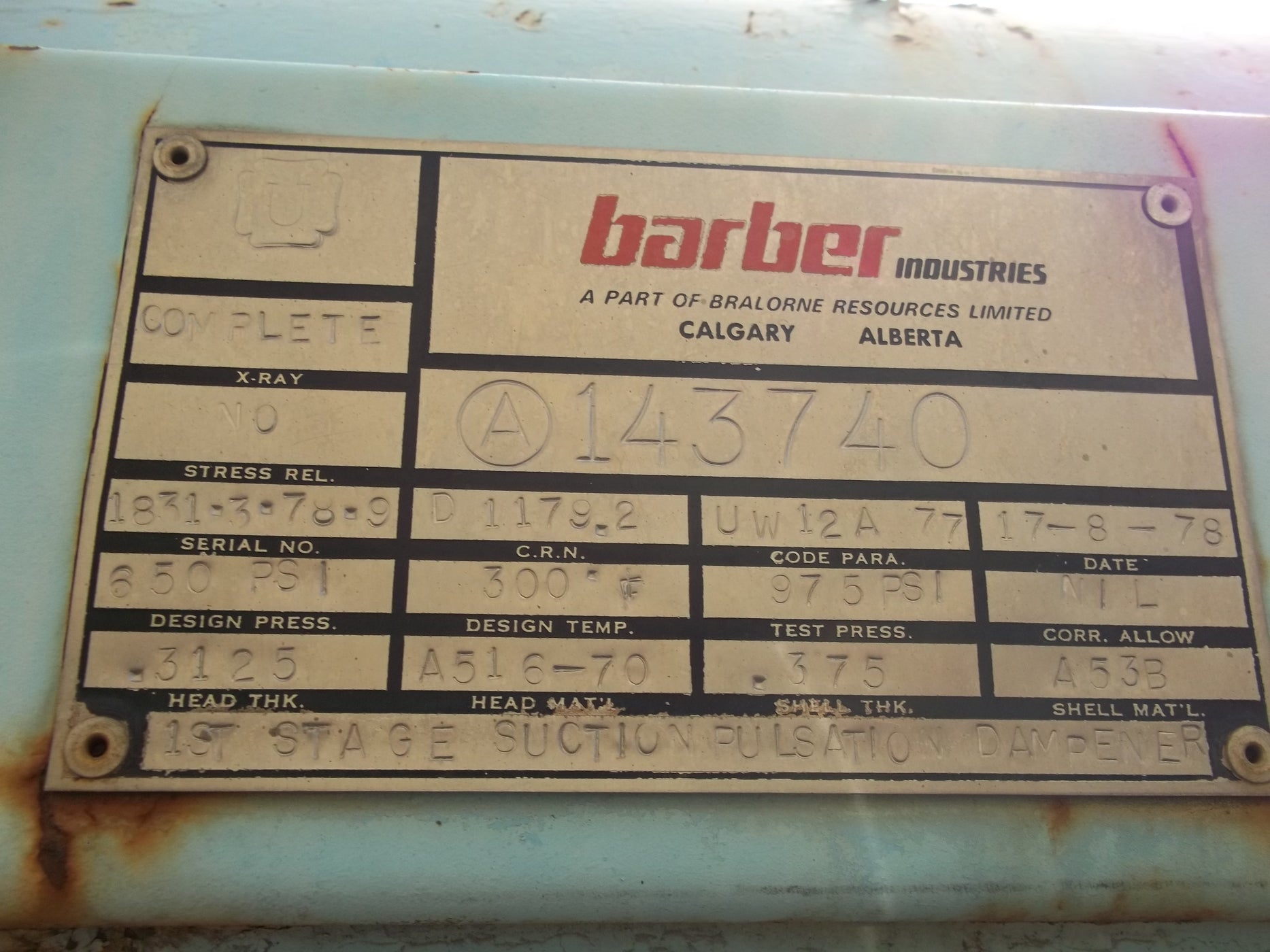 WHITE SUPERIOR 6G825 / W64 , PACKAGE compressor frame — Collicutt Equipment